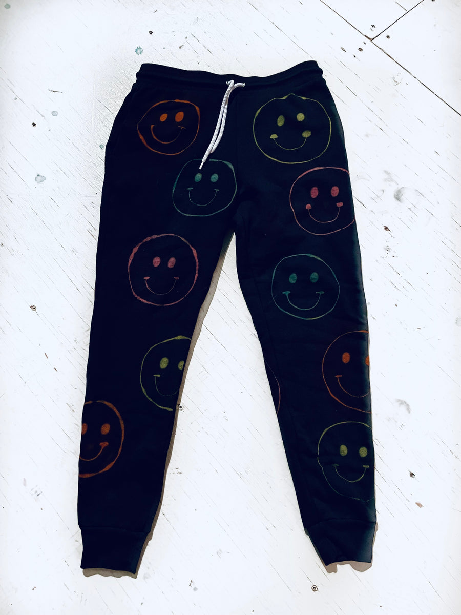 Smiley Face Joggers – Bleach Ink